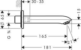Hansgrohe Metris, vanový výtok, chromová, HAN-31494000