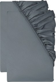 Livarno® Sada saténových napínacích prostěradel, 90-100 x 200 cm, 2dílná, tmavě šedá