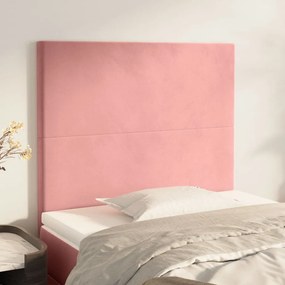 Čelo postele růžové 80x5x118/128 cm sametové 3116087