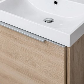 Mereo, Mereo Mailo, koupelnová skříňka s umyvadlem z litého mramoru 61 cm, dub Riviera, elox AL madlo, MER-CN520MA