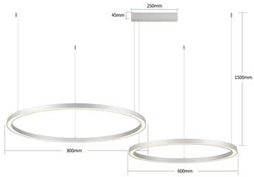 Brilagi - LED Stmívatelný lustr na lanku PORTOFINO LED/98W/230V stříbrná + DO