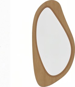 HOMCOM asymetrické nástěnné zrcadlo 91,5 x 45 cm – rám z borovicové dýhy, dekorativní závěsné zrcadlo do ložnice a obývacího pokoje, přírodní | Aosom