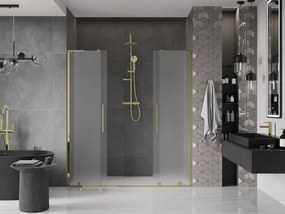 Mexen Velar L Duo, posuvné sprchové dveře do otvoru 200 cm, 8mm sklo námraza, zlatá lesklá, 871-200-003-32-50