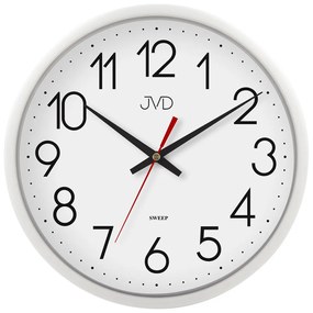 JVD Bílé nástěnné nástěnné netikající kulaté hodiny JVD HP614.1