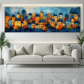 Obraz na plátně - Město Azurion usíná, abstrakce FeelHappy.cz Velikost obrazu: 150 x 50 cm