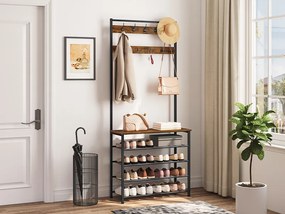 Předsíňový věšák s botníkem Vasagle Mjora 80 cm černý/hnědý