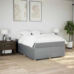 Box spring postel s matrací světle šedá 140 x 190 cm textil 3285567