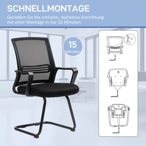HOMCOM Křeslo do Kanceláře s Mřížkovaným Potahem, Ergonomické Křeslo na Schůzky s Kluznou Podlahou, pro Zasedací Místnost, Ložnici, Čekárnu, Recepce,…