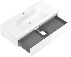 Mexen Orio, koupelnová skříňka 100 cm s umyvadlem Vela, 1 zásuvka, bílá lesklá, 91A10-10023-1-BF00-W23M00