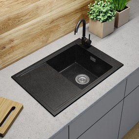 Gamma Design 7050, 1-komorový granitový dřez 700x480x205 mm, černá skvrnitá, GMA-ZLE000125