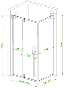 BPS-koupelny Obdélníkový sprchový kout HYD-OK12BS 110x80 černá/transparent - bez vaničky
