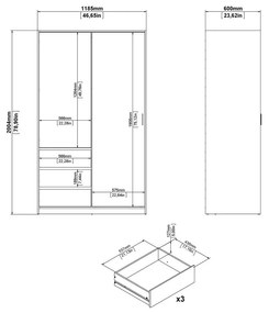 Šatní skříň v dekoru dubu s posuvnými dveřmi v přírodní barvě 119x200x60 cm Naia – Tvilum