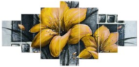 Gario Ručně malovaný obraz Nádherné žluté Vlčí máky - 7 dílný Rozměry: 210 x 100 cm