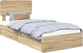 Postel s úložným prostorem se zásuvkou Sonoma dub 90 x 190 cm 3412320