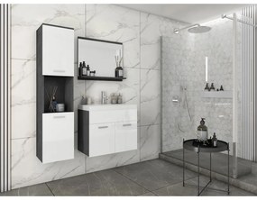 Koupelnový nábytek Floryna, Barva: bílá + šedý lesk, Sifon k umyvadlu: ano, Baterie: Economico BYU 020M