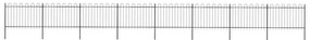 Zahradní plot s obloukem nahoře ocelový 1339 x 120 cm černý 277672