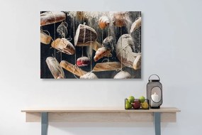 Obraz visící pečivo na laně - 90x60 cm