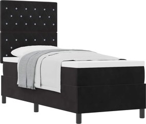 Postel s boxspringem s matrací s čelo Černý 80 x 200 cm samet 3339730