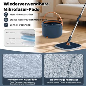 Costway 4 L systém mopu a kbelíku se ždímačem a 360° otočnou hlavou plochý mop