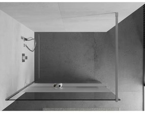 Mexen Kioto+, sprchová zástěna s poličkou a držákem na ručníky 90 x 200 cm, transparent/8mm námraza sklo, chromový profil, 800-090-121-01-35