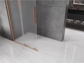 Mexen Velar, sprchová zástěna s posuvnými dveřmi Walk-in 70 x 200 cm, 8mm sklo námraza, měděná matná, 871-070-000-33-65