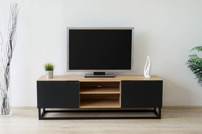 TV stolek Loftia Mini na kovovém podstavci - dub artisan / černý mat