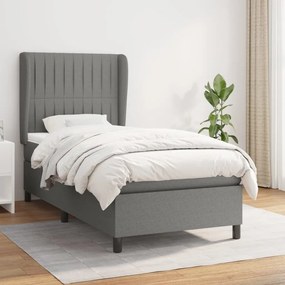 vidaXL Box spring postel s matrací 90x190 cm textil [3128090] Barva: Tmavě šedá