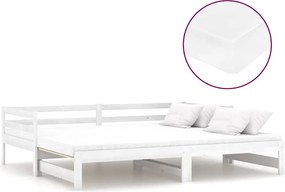 Výsuvná válenda 2 x (90 x 200) cm bílá masivní borovice 3083655