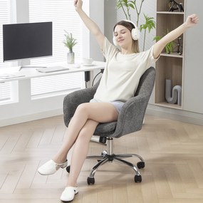 HOMCOM ergonomická kancelářská židle z jemného flanelu — otočná, nastavitelná, šedá