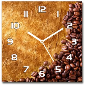 Wallmuralia Skleněné hodiny čtverec Zrnka kávy 30x30 cm