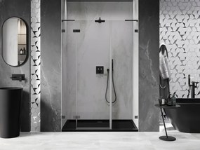 Mexen Lunar L, levé otočné sprchové dveře 130 cm, 8mm čiré sklo, broušený grafit profil, 834SL-130-050-66-00-L