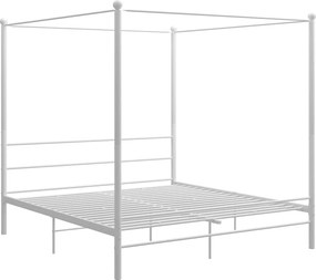 Rám postele s nebesy bílý kovový 200 x 200 cm 325070