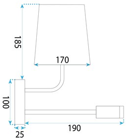 Toolight Toolight, nástěnné svítidlo LED 3W+1xE27 APP1610-2W, černá, OSW-01593