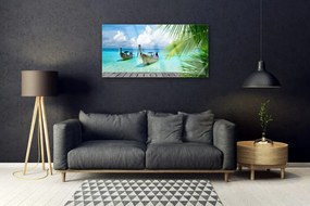 Obraz na skle Loďky Moře Krajina 120x60 cm