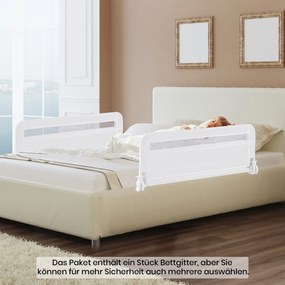 Costway Zábrana na postel pro batolata 100 cm skládací zábrana na dětskou – bílý