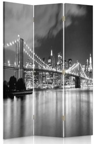 Ozdobný paraván, Panorama z Brooklynského mostu - 110x170 cm, třídílný, obustranný paraván 360°