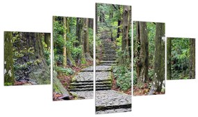 Obraz kamenných schodů v lese (125x70 cm)