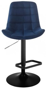 LuxuryForm Barová židle PARIS VELUR na černém talíři -  modrá