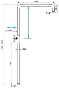 JB Sanitary Sestava s termostatickou baterií a čtvercovou sprchovou hlavou,   20 x 20 cm ST62001051 ST 62 001 05 1