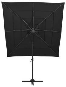 vidaXL 4stupňový slunečník s hliníkovou tyčí černý 250 x 250 cm