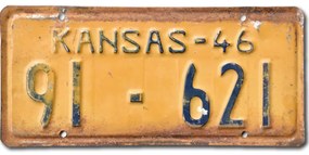 Americká SPZ Kansas 1946 Yellow 91-621
