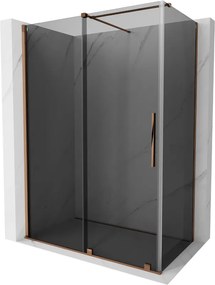 Mexen Velar, sprchový kout s posuvnými dveřmi 150 x 90 cm, 8mm šedé sklo, růžové zlato, 871-150-090-41-60