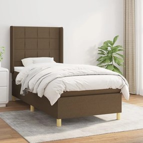 vidaXL Box spring postel s matrací 100 x 200 cm textil [3131975] Barva: tmavě hnědá