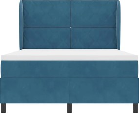 Postel s boxspringem s čelo Tmavě modrá 200 x 160 cm samet 3340992