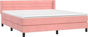 Box spring postel s matrací růžová 160x200 cm samet 3131032
