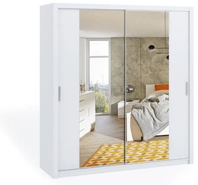 Zrcadlová šatní skříň s posuvnými dveřmi Veria 200 Barevné provedení: Bílá