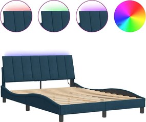Rám postele s LED osvětlením bez matrace Hanko modrý 120 x 200 cm samet 3213773