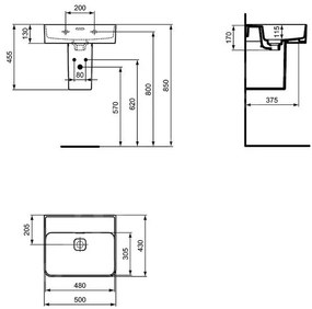 Ideal Standard Strada II Umyvadlo 50 cm, bez otvoru pro baterii T363701