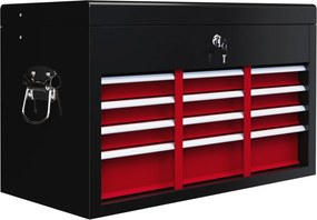 HOMCOM Úložný box na nářadí, bez nářadí, se 6 zásuvkami, zámkem, box na nářadí s držadlem, ocel, červená+černá, 60 x 26 x 34 cm | Aosom
