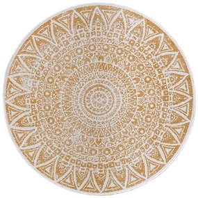 MK Original: Produkty s rodokmenem, Kusový koberec Mujkoberec Original Nora 105792 Ochre kruh – na ven i na doma, 240x240 (průměr) kruh, žlutá, chodba / předsíň